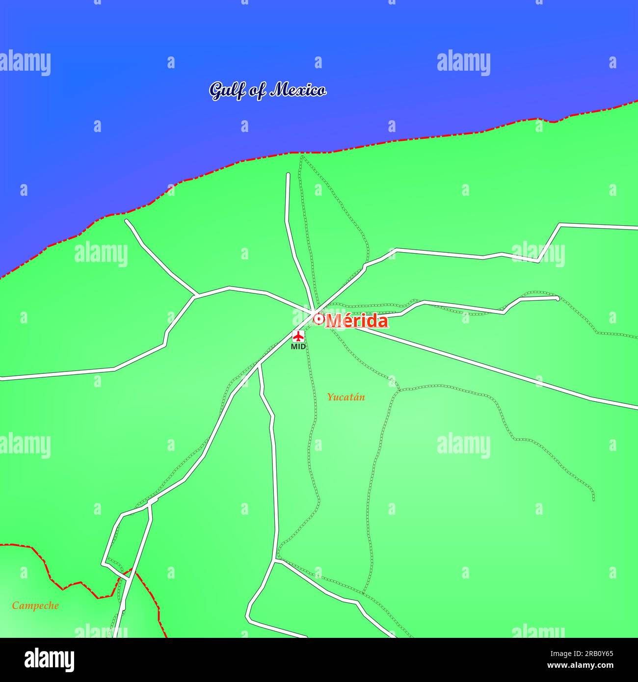 Map of Mérida City in Mexico Stock Photo - Alamy