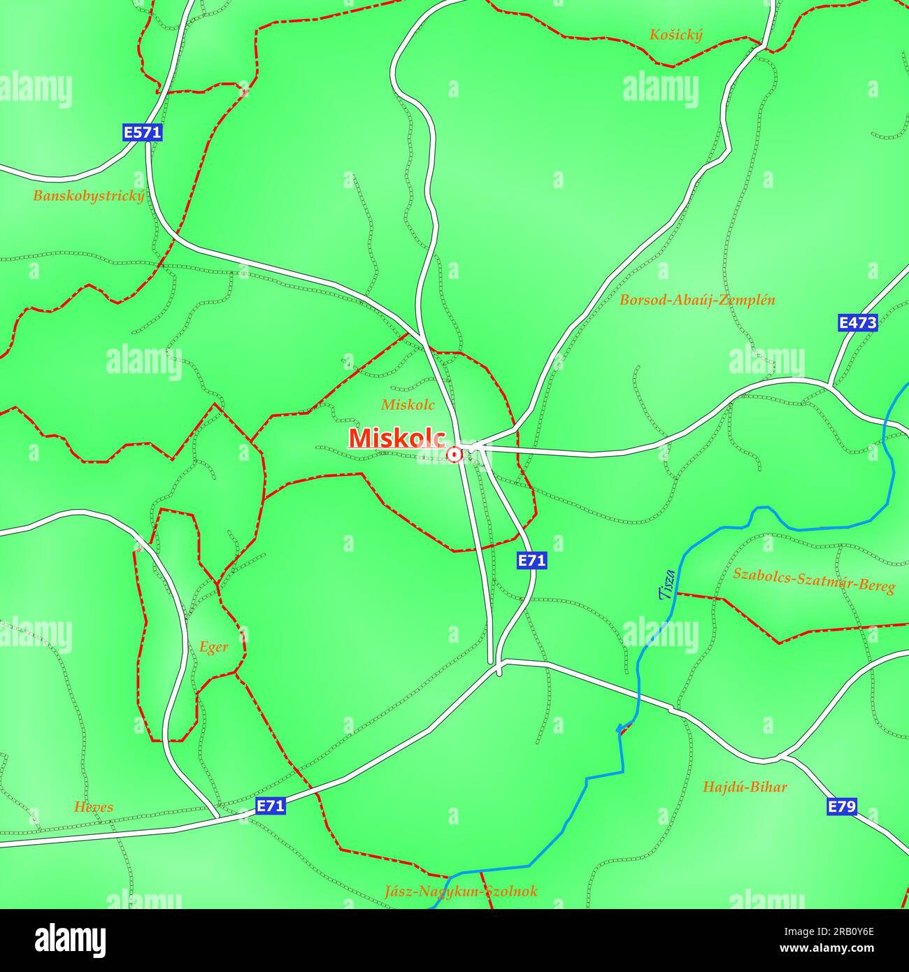 Map of Miskolc City in Hungary Stock Photo - Alamy