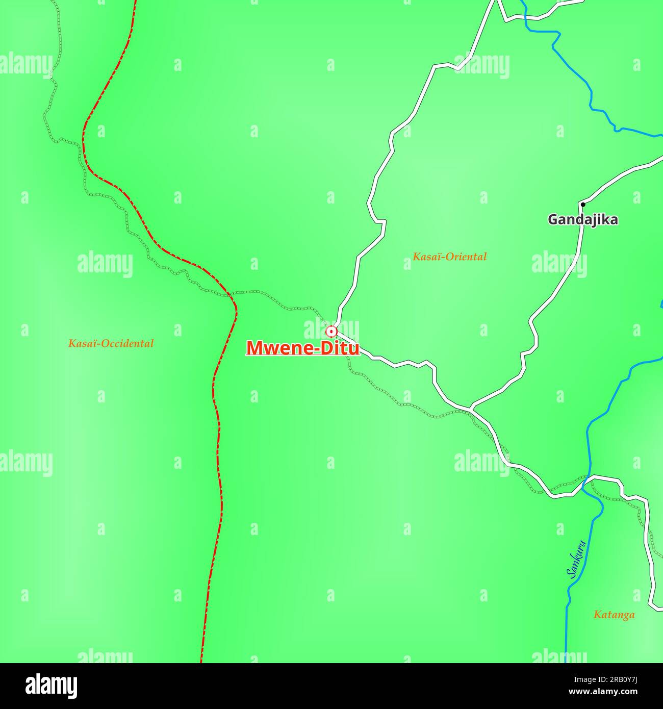 Map of Mwene-Ditu City in Democratic Republic of the Congo Stock Photo ...