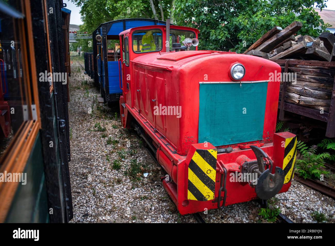 Old locomotive of El Tren de Arganda train or Tren de la Poveda train ...