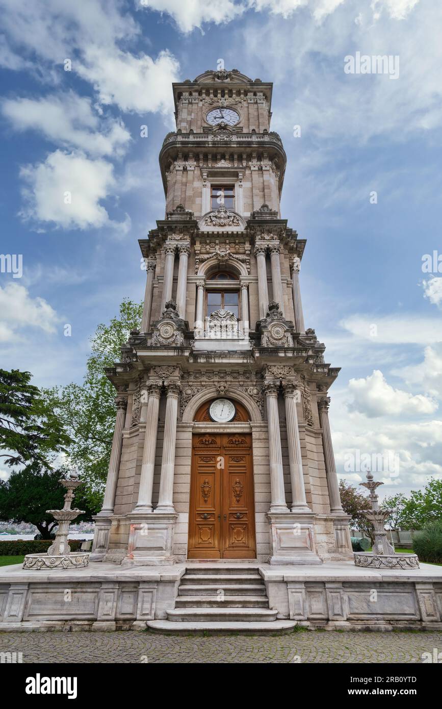 Day shot of Dolmabahce Clock Tower, Turkish: Dolmabahce Saat Kulesi ...