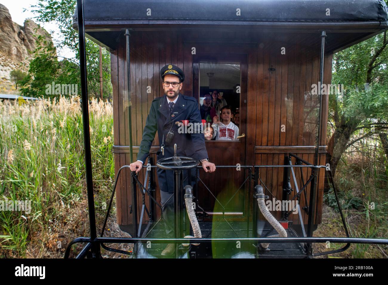 Brakeman in Aliva nº 4 locomotive in the El Tren de Arganda train or ...