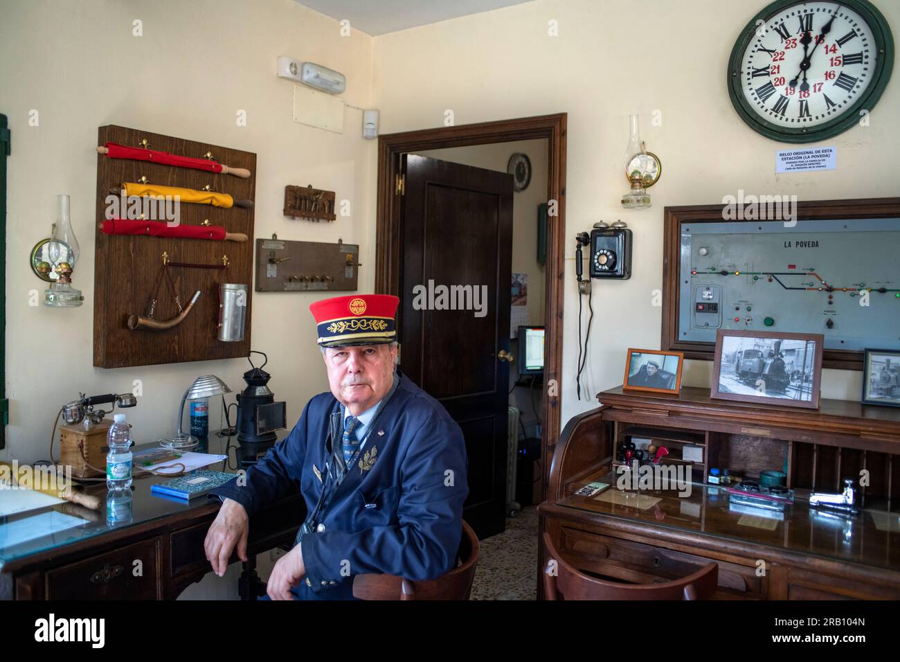 Station boss, Poveda station, El Tren de Arganda train or Tren de la ...