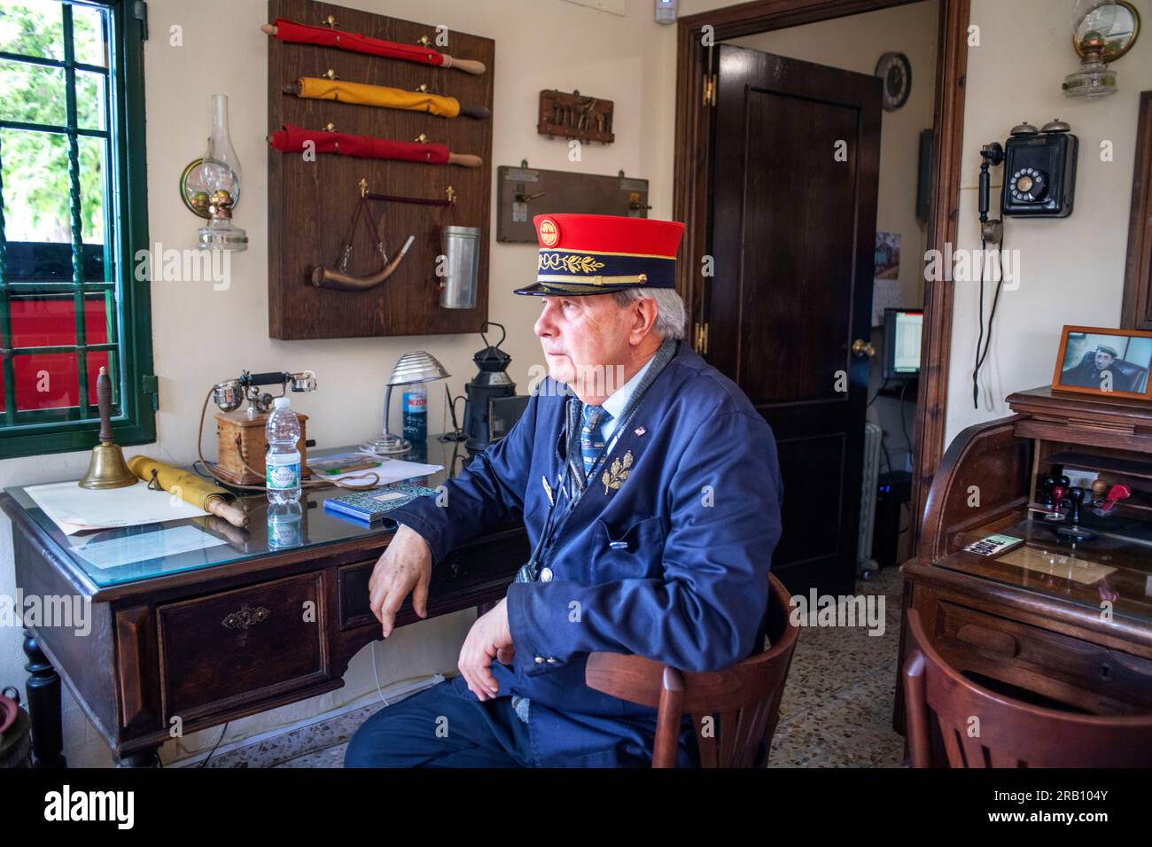 Station boss, Poveda station, El Tren de Arganda train or Tren de la ...