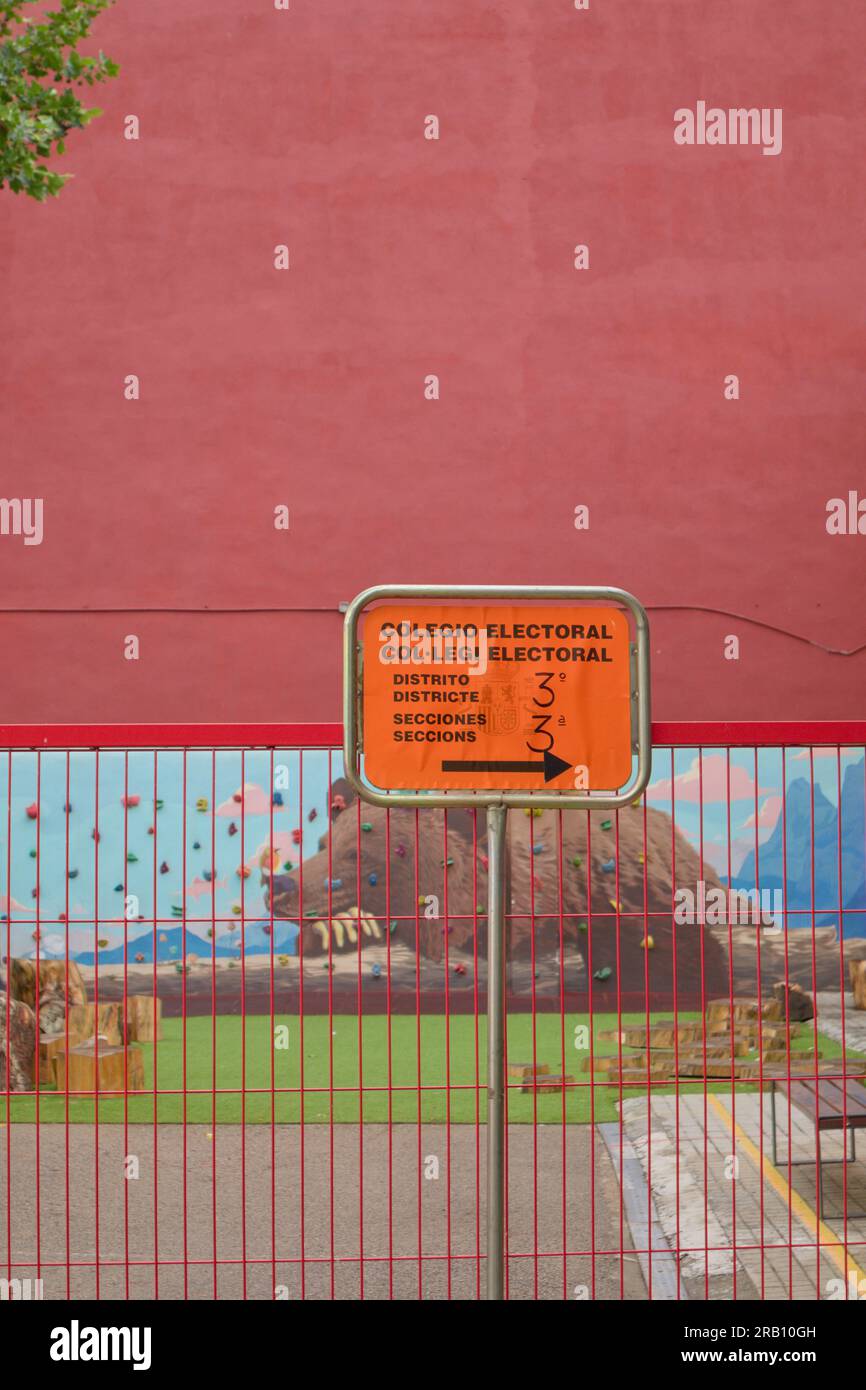 Detail of one of the signs indicating the existence of an electoral ...