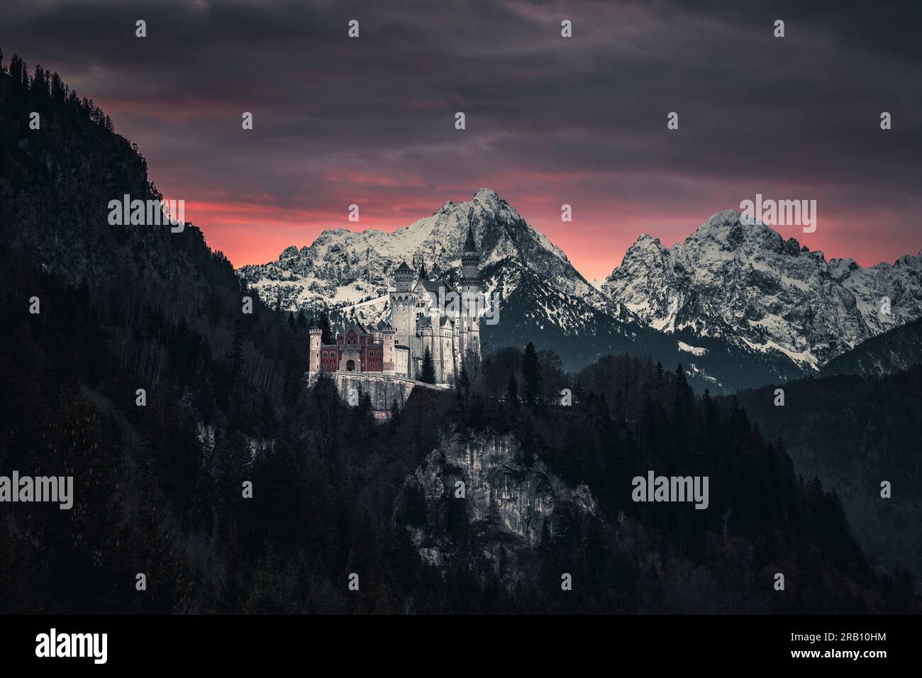 Neuschwanstein Castle, sunset, Bavaria, Germany Stock Photo - Alamy