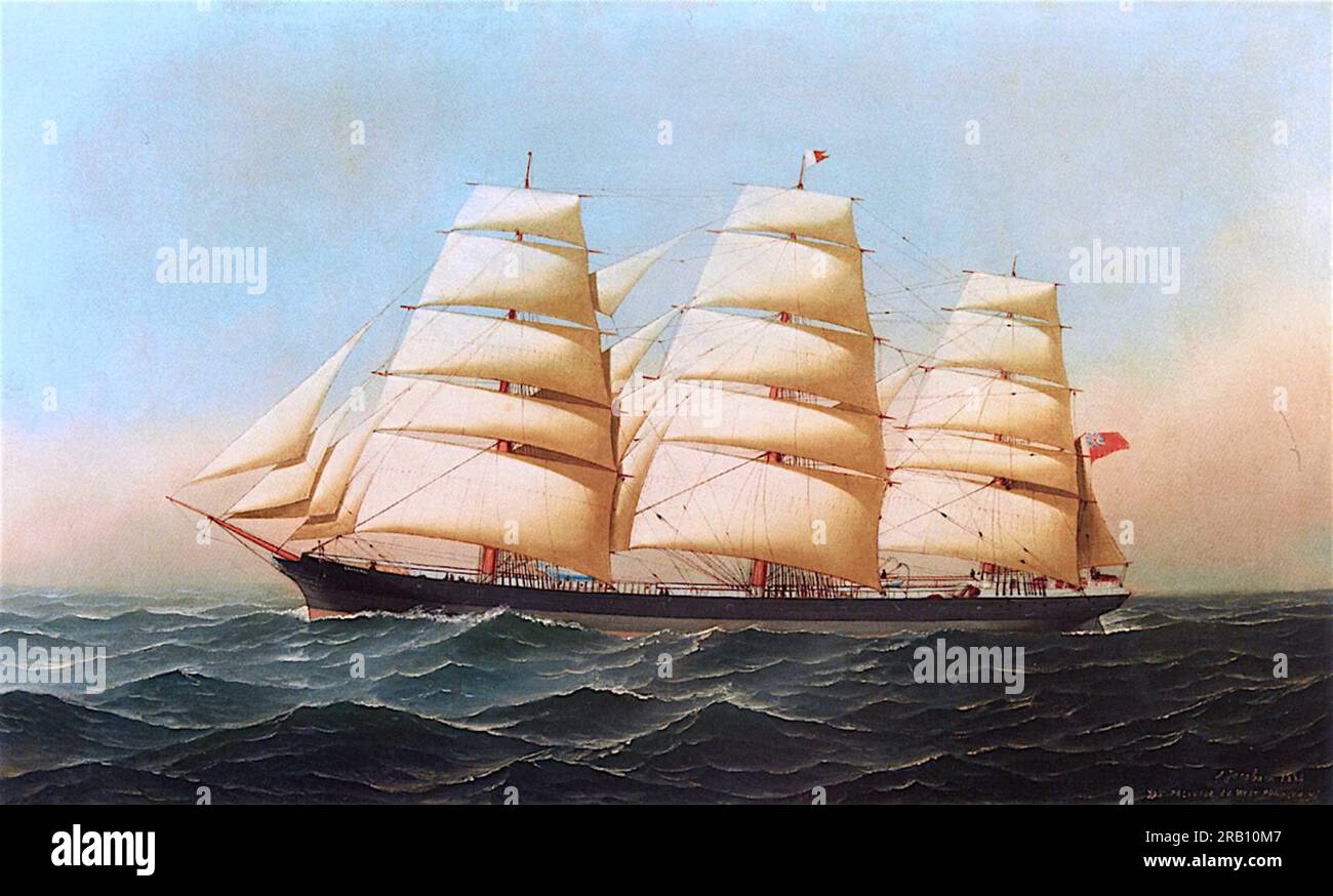The Clipper Ship Laomene under Full Sail 1883 by Antonio Jacobsen Stock ...