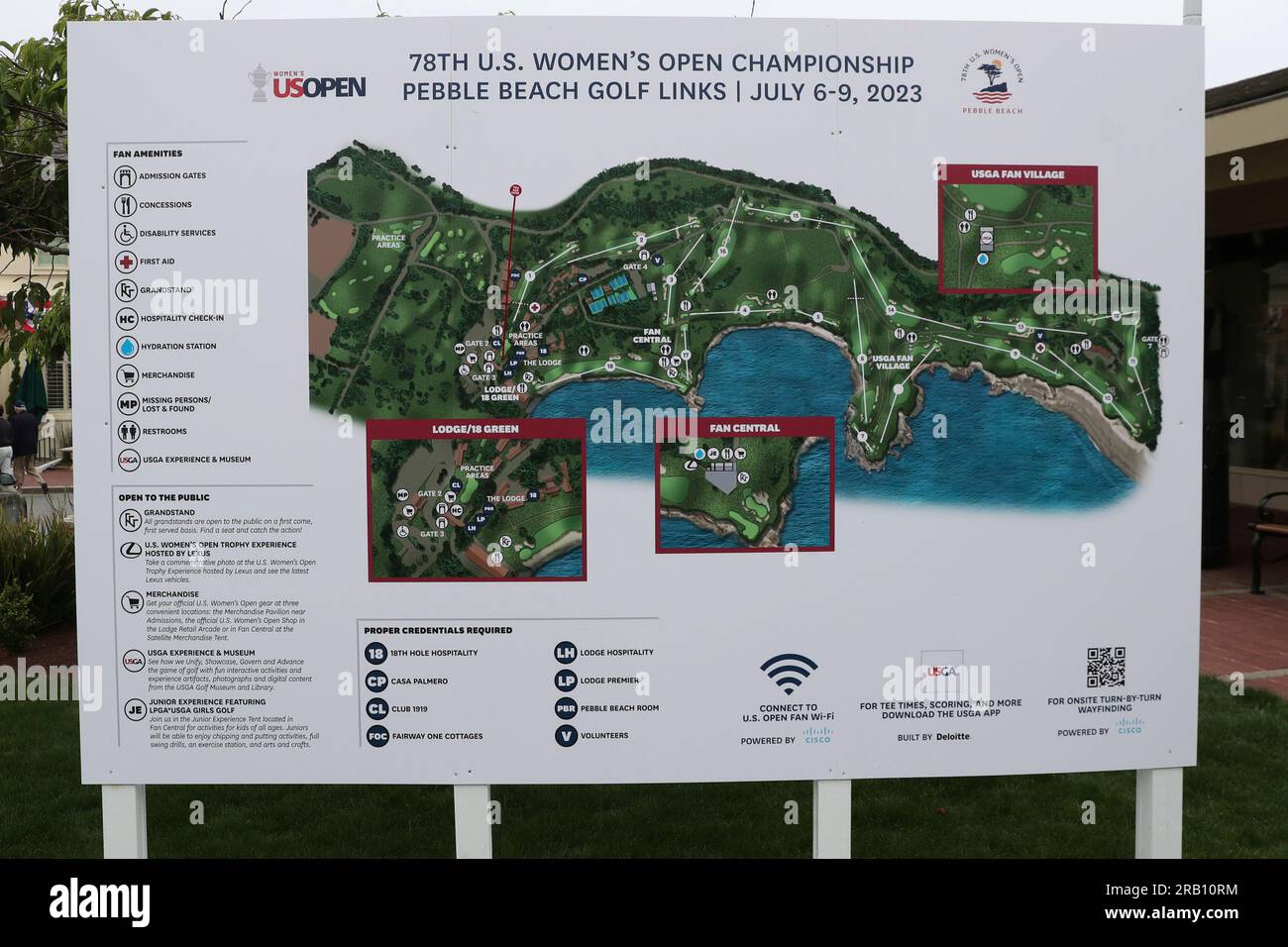 PEBBLE BEACH, CA - JULY 04: A course map is on display during a ...