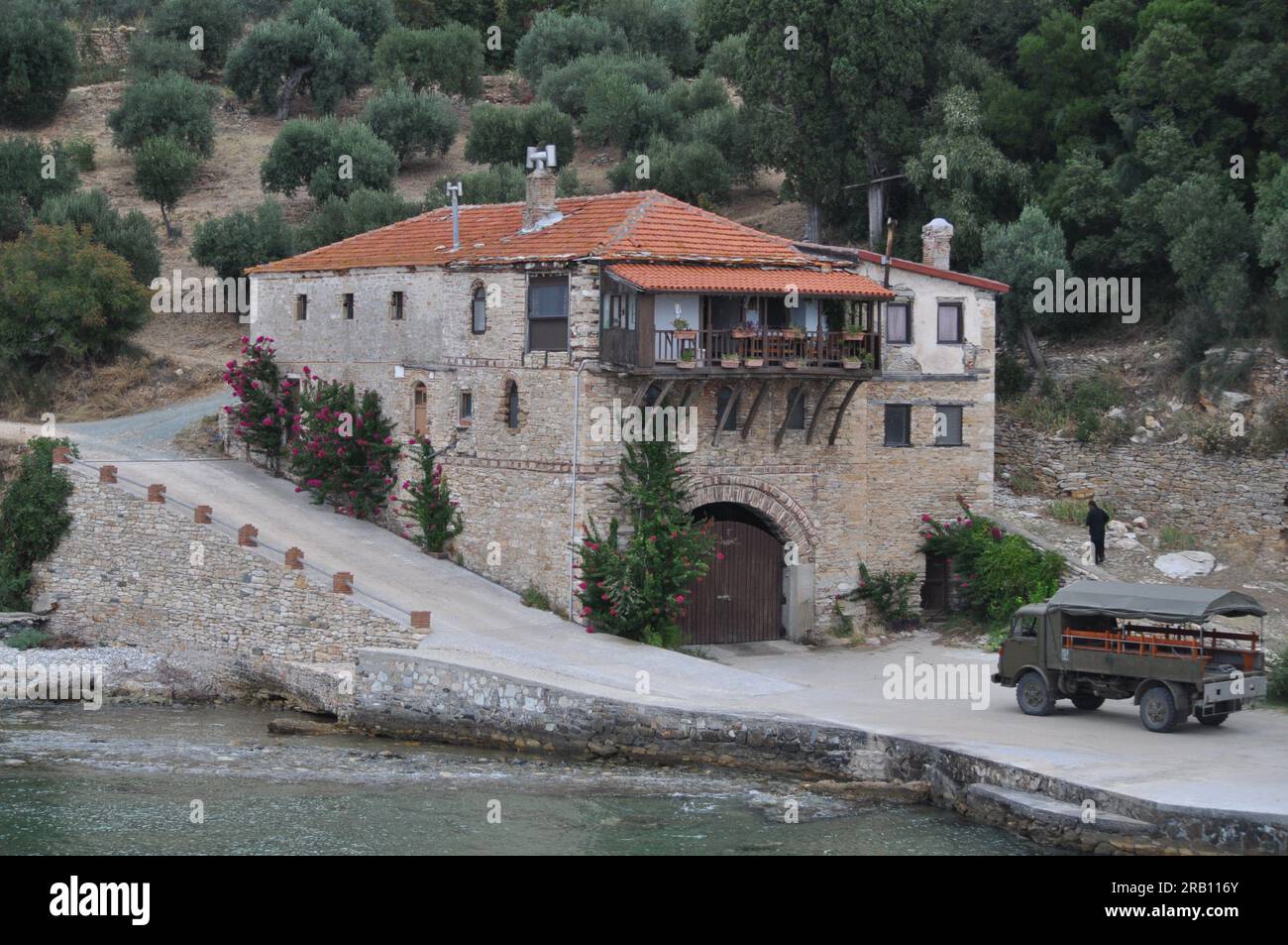 The Arsanas Konstamonitou (port building) of Konstamonitou Monastery is ...