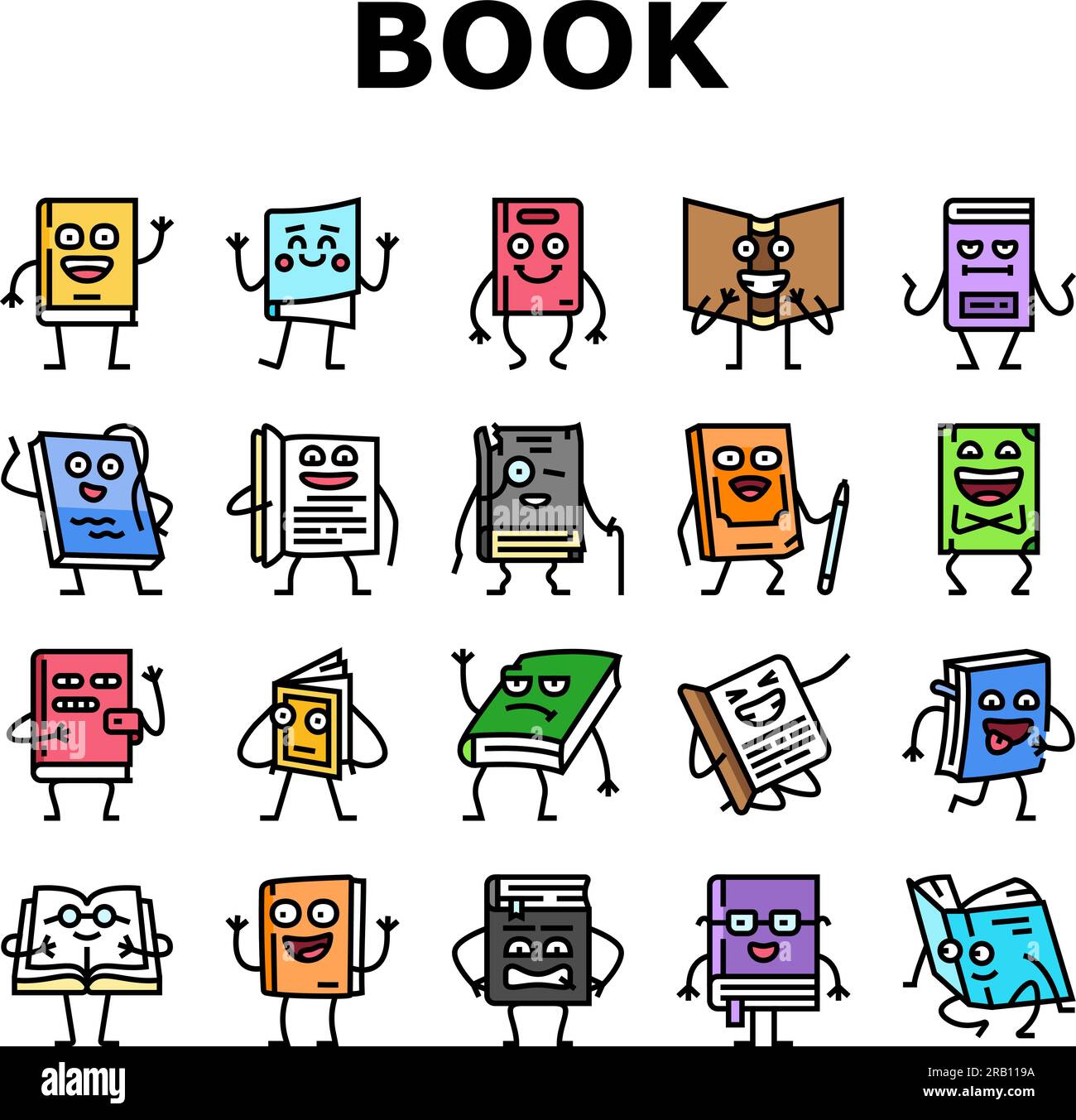 book character education library icons set vector Stock Vector Image ...