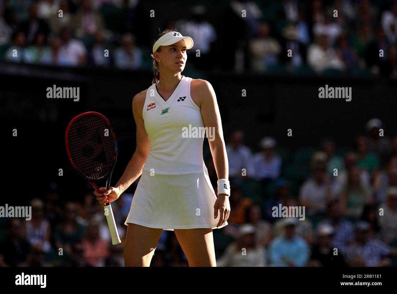 Elena Rybakina in action against Alize Cornet (not pictured) on day ...
