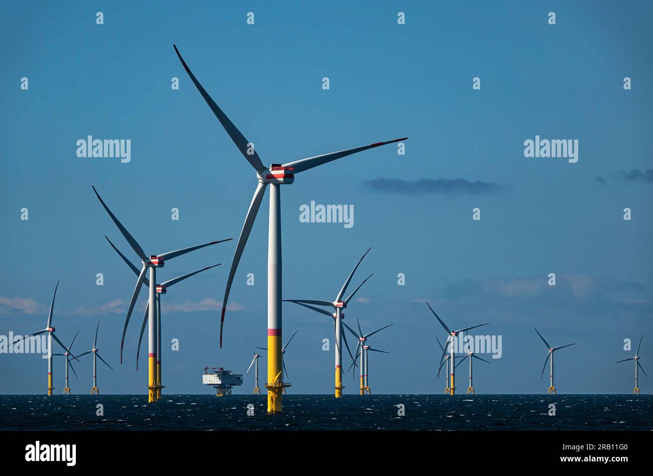 Wind farm in the Baltic Sea off the island of Bornholm Stock Photo - Alamy