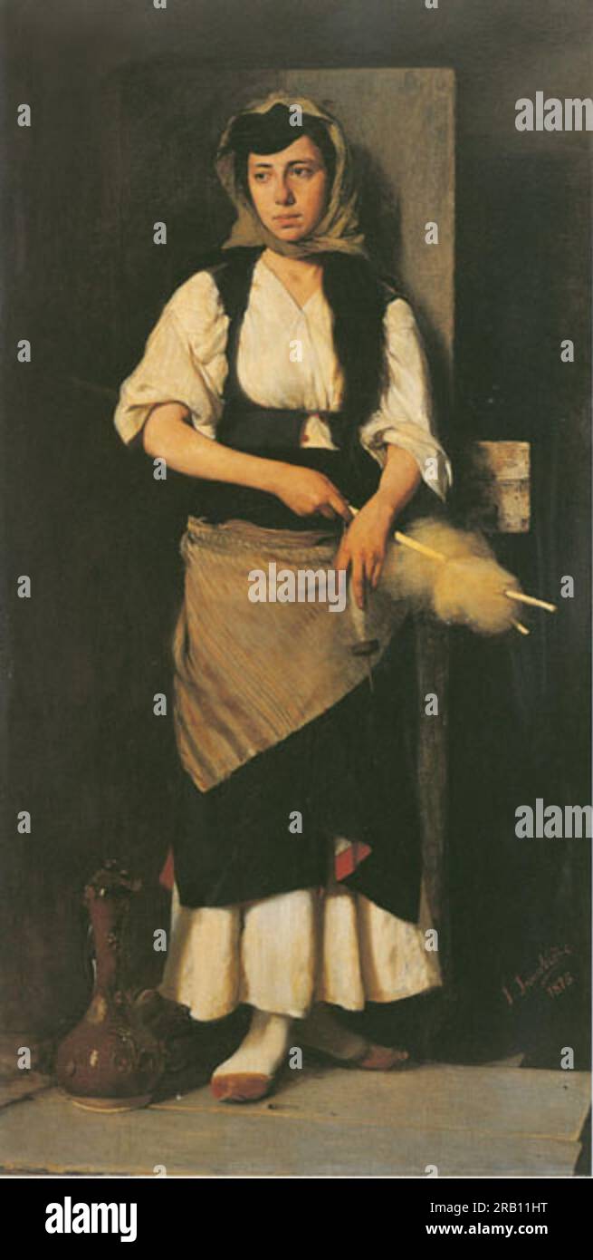 Girl with distaff and spindle hi-res stock photography and images - Alamy