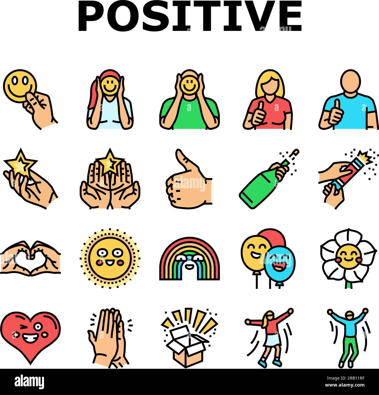 positive mood happy smile icons set vector Stock Vector Image & Art - Alamy