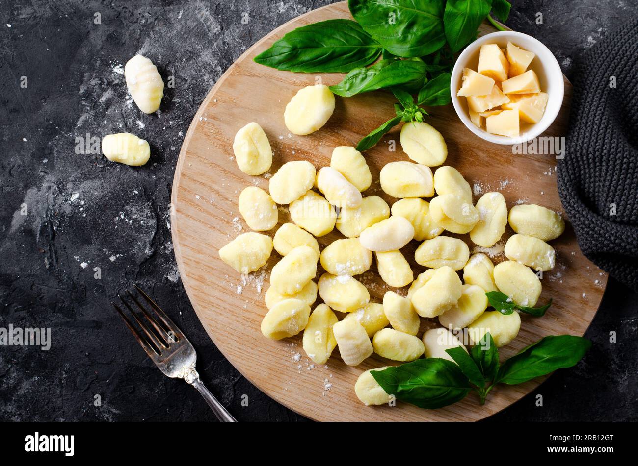 Gnocchi, Fresh Uncooked Potato Gnocchi on Wooden Board, Italian Food ...