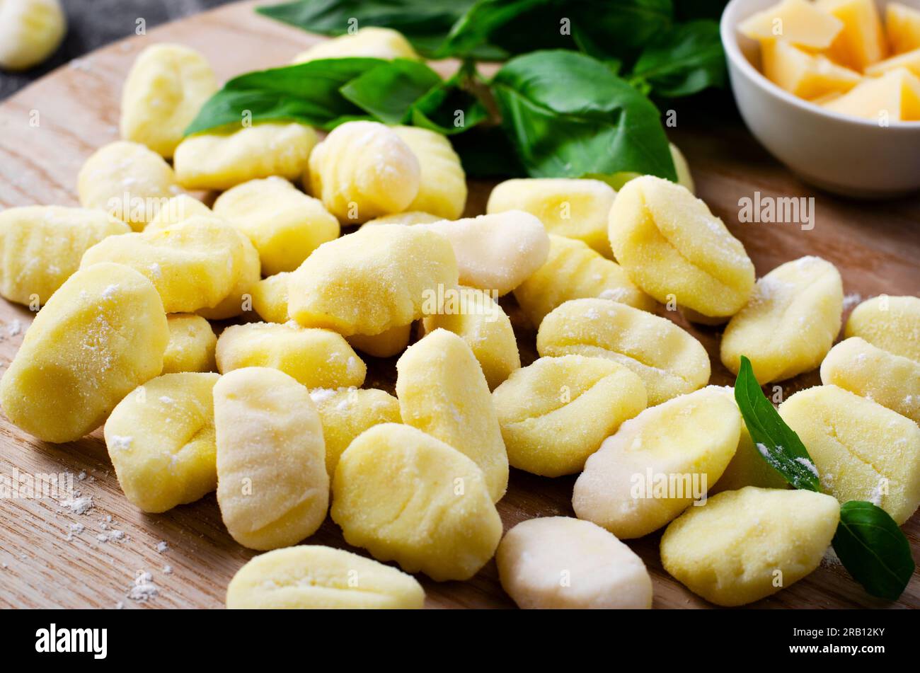 Gnocchi, Fresh Uncooked Potato Gnocchi on Wooden Board, Italian Food ...