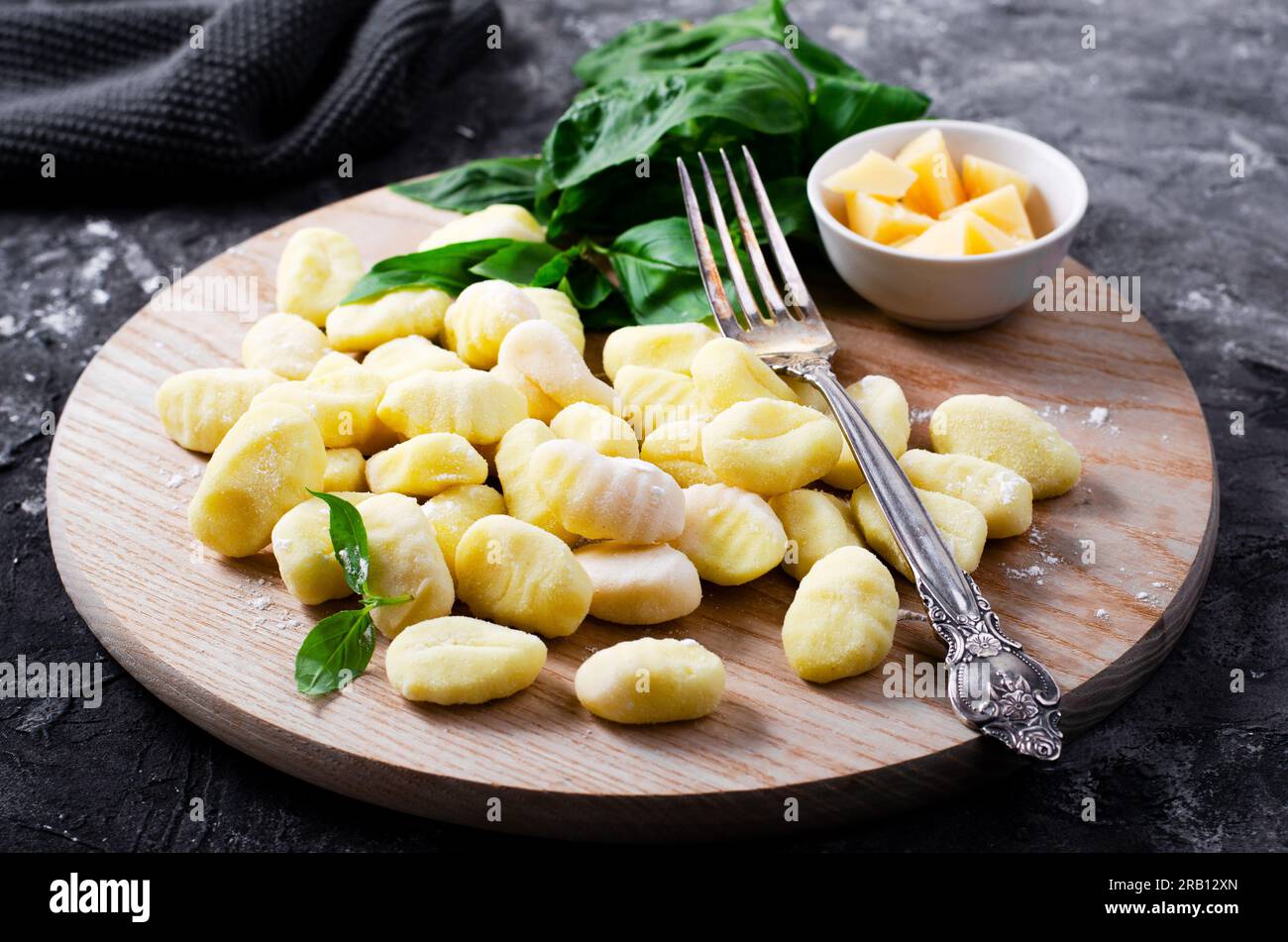 Gnocchi, Fresh Uncooked Potato Gnocchi on Wooden Board, Italian Food ...