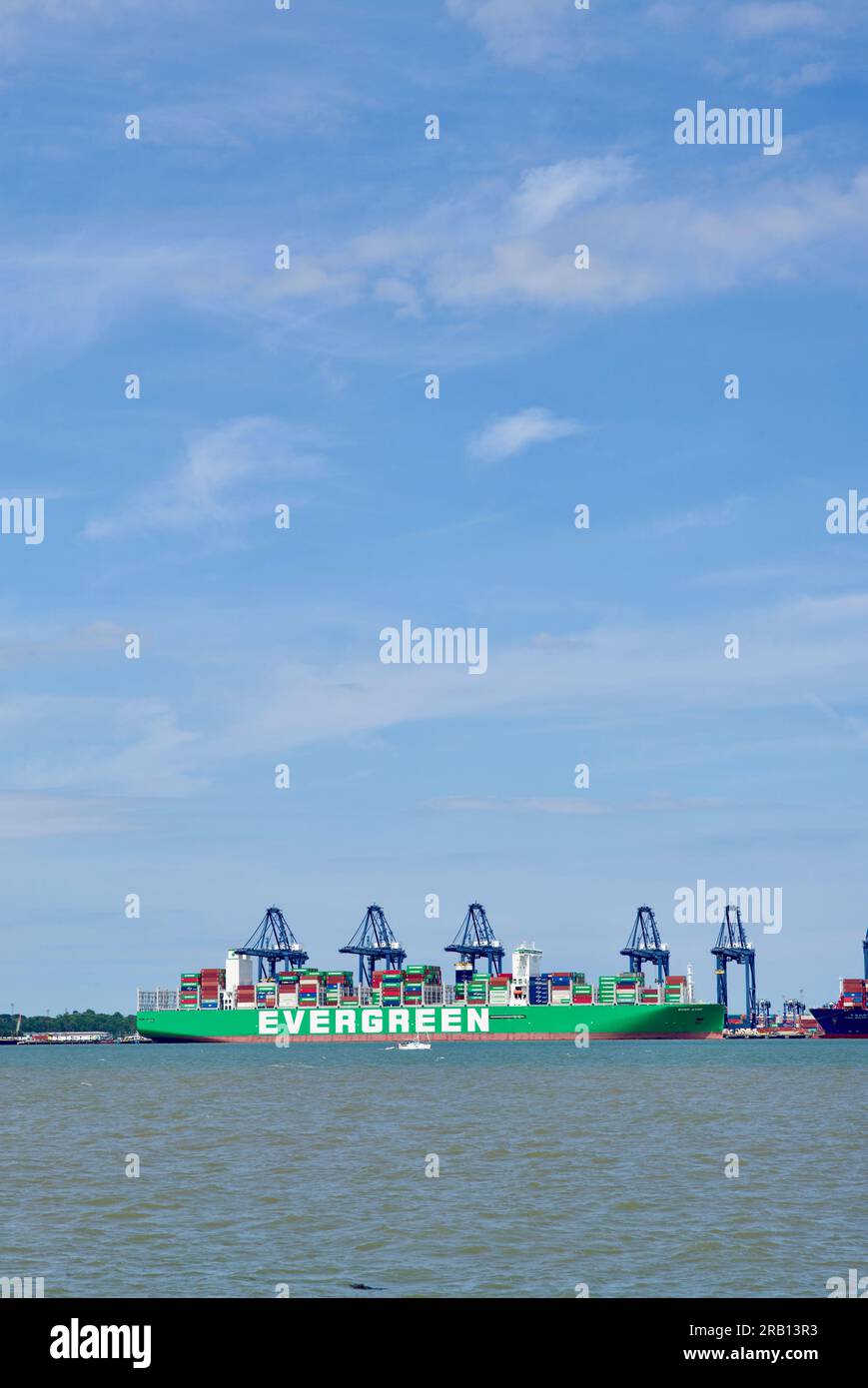Container ship Ever Atop berthed at the Port of Felixstowe, Suffolk, UK ...