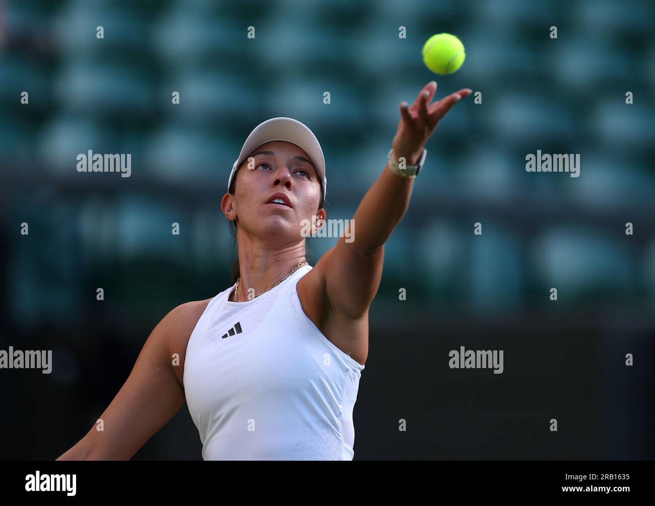 Jessica Pegula in action against Cristina Bucsa (not pictured) on day four of the 2023 Wimbledon ...