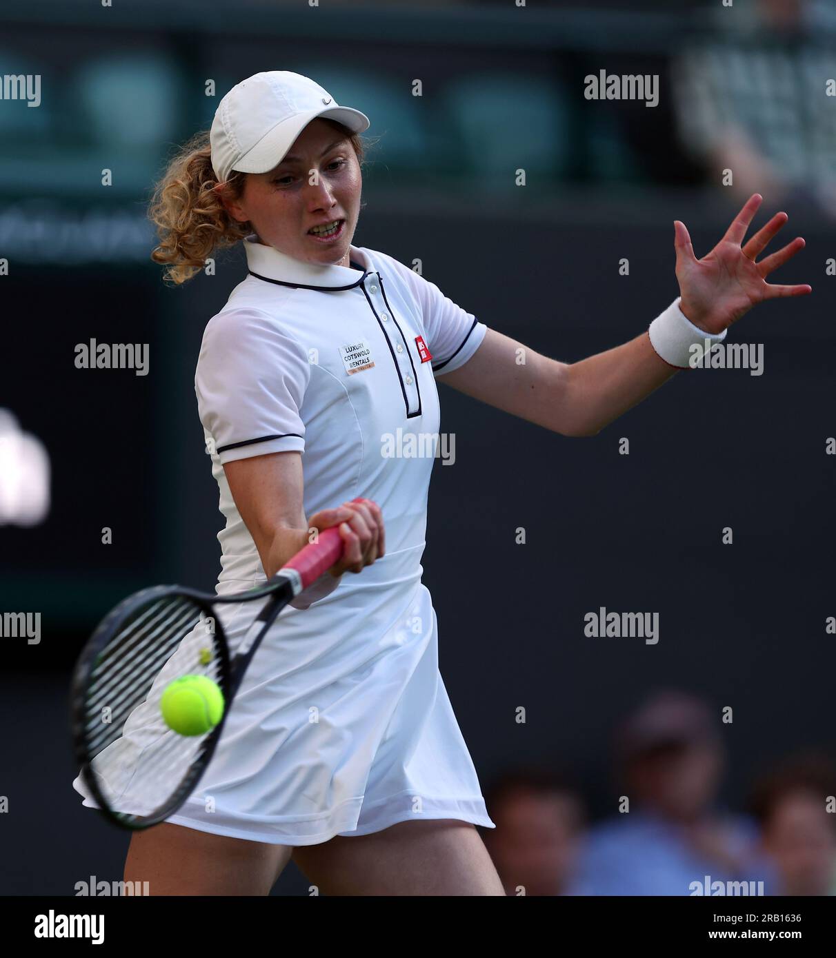 Cristina Bucsa in action against Jessica Pegula (not pictured) on day four of the 2023 Wimbledon ...