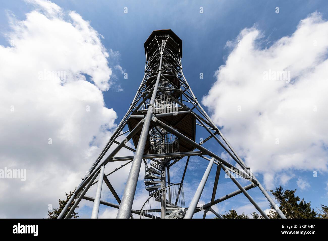 Europe, Poland, Lower Silesia, peak Klodzka Gora with lookout tower ...