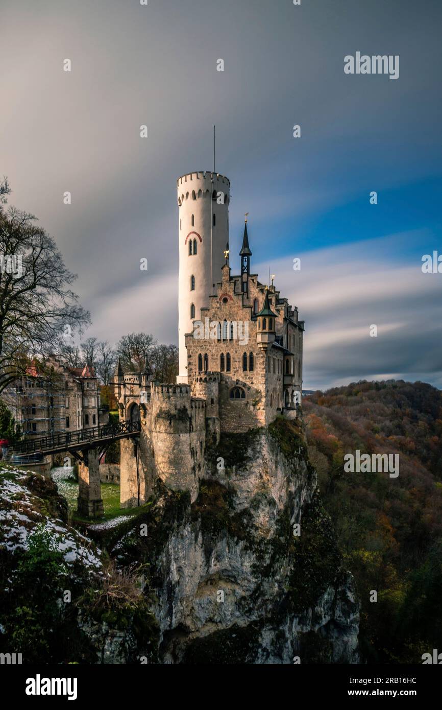 Lichtenstein Castle in Baden Württemberg. Beautiful castle on a rock ...