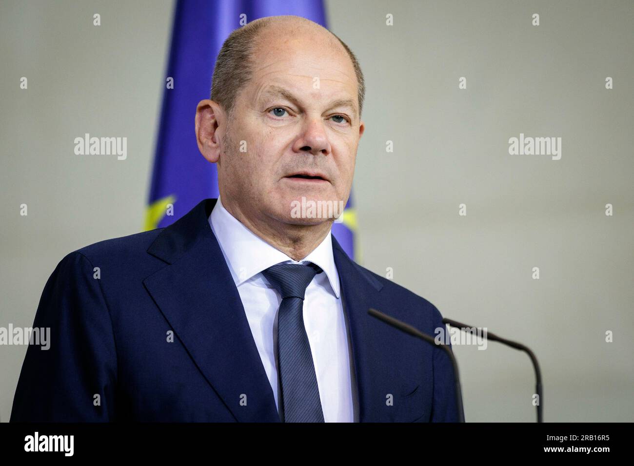 Olaf Scholz, Federal Chancellor, taken during a press conference after ...