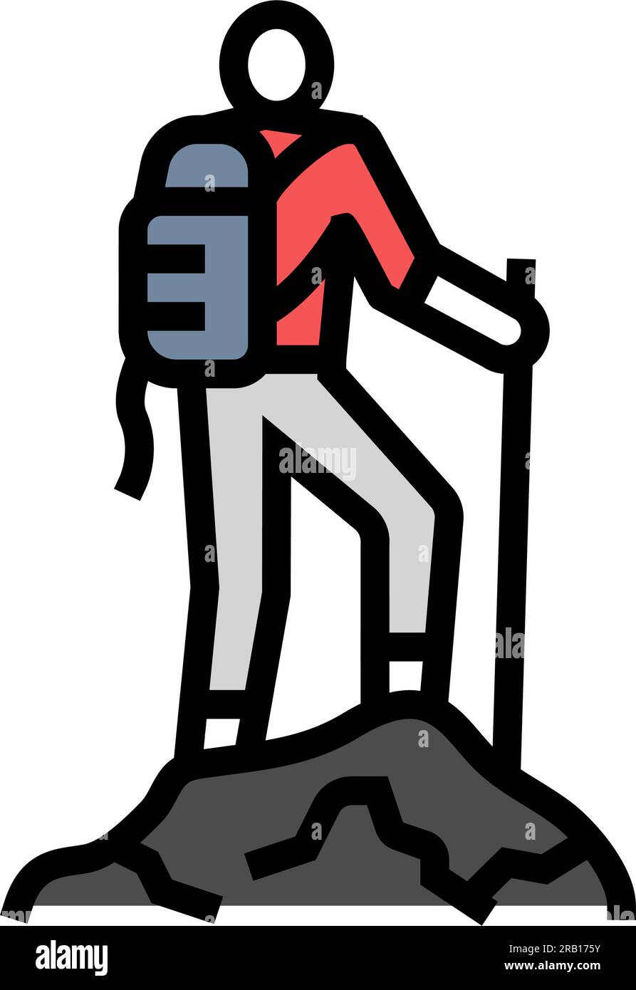 mountaineer on the top adventure color icon vector illustration Stock ...