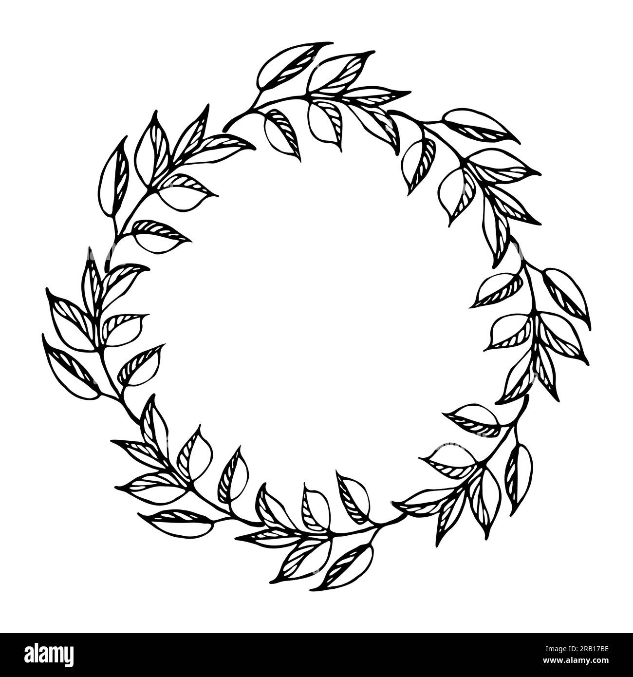Floral wreath with doodle leaves Stock Vector Image & Art - Alamy