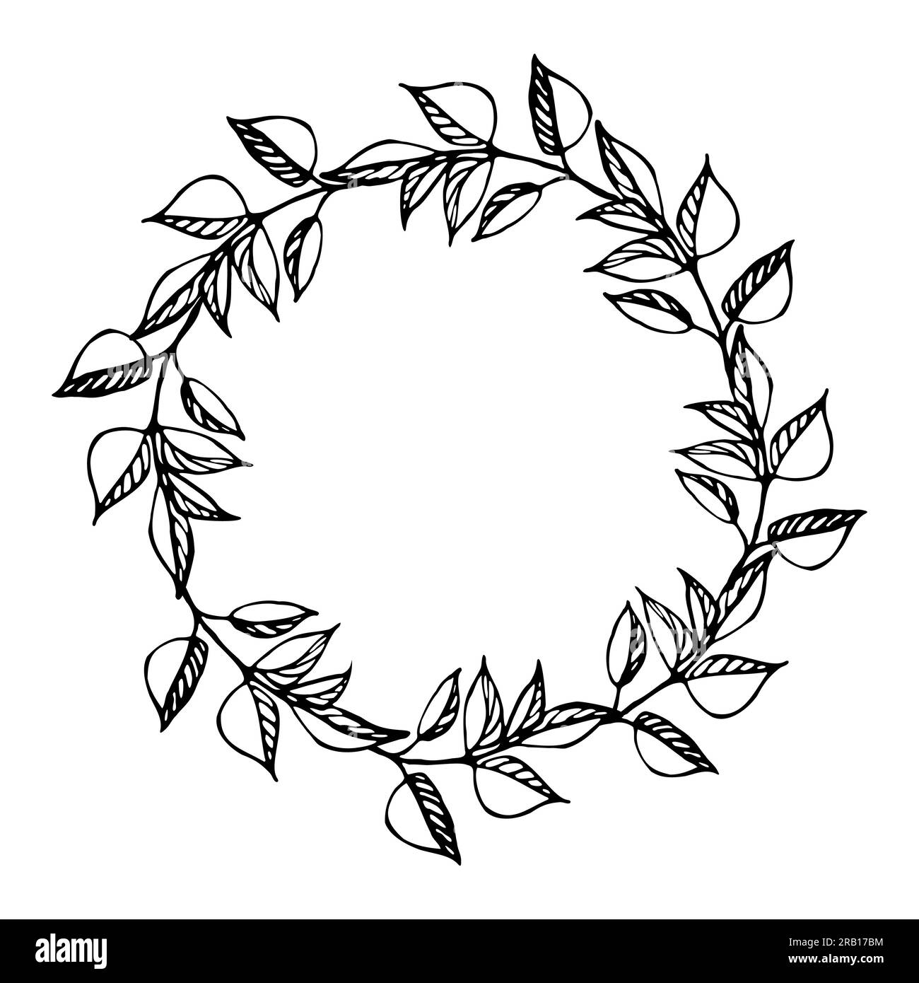 Floral wreath with doodle leaves Stock Vector Image & Art - Alamy