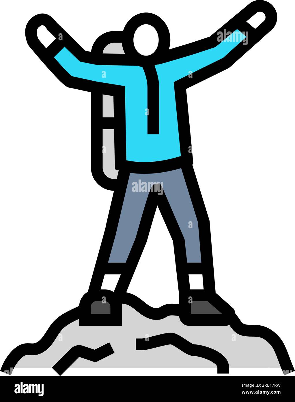 mountaineer on the top adventure color icon vector illustration Stock ...