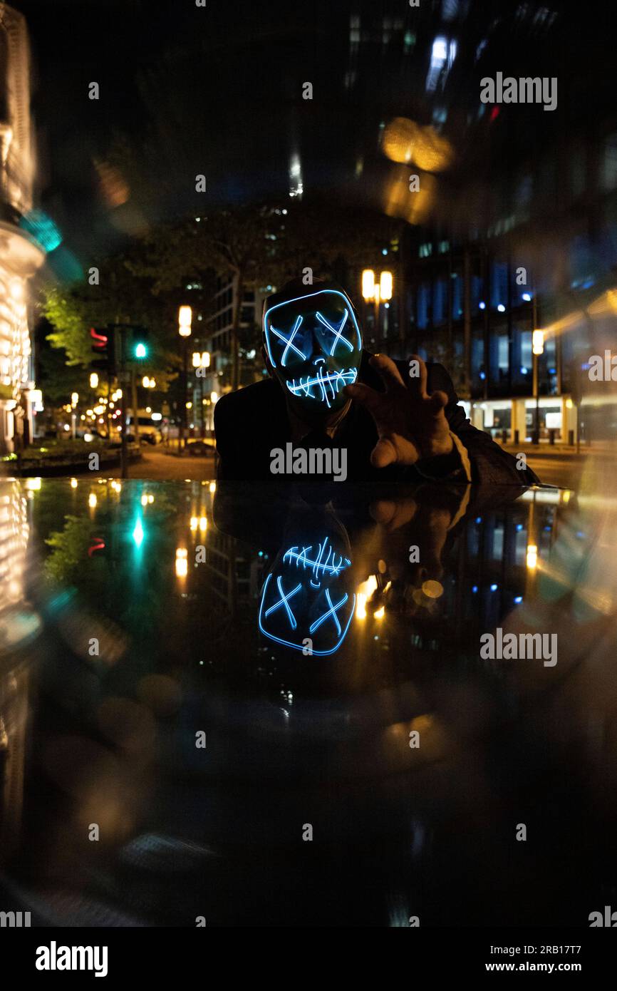 Purge mask, Halloween with pumpkin. LED mask, scary man. Corona, funny ...