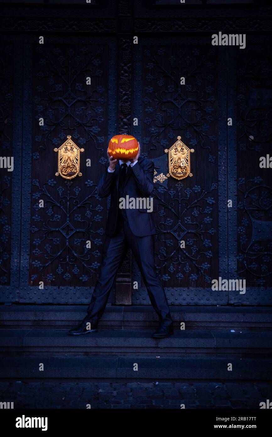 Purge mask, Halloween with pumpkin. LED mask, scary man. Corona, funny ...