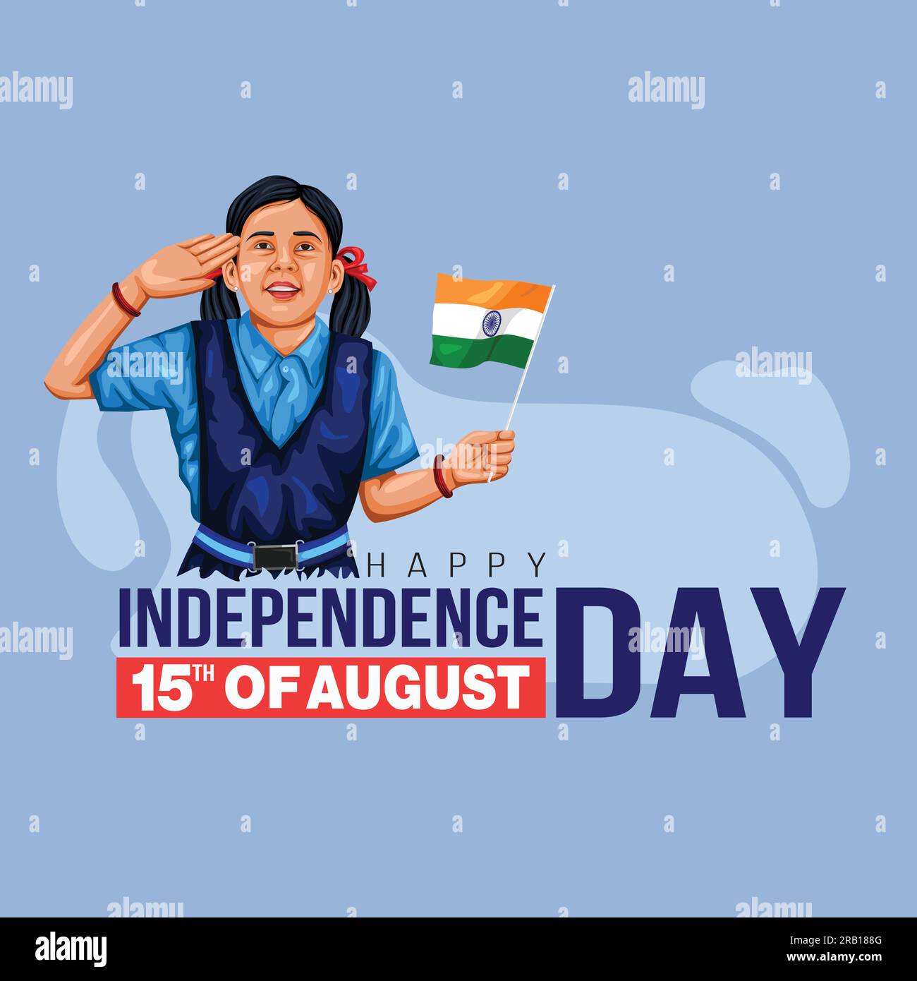 happy independence day India. Indian student saluting flag of India ...
