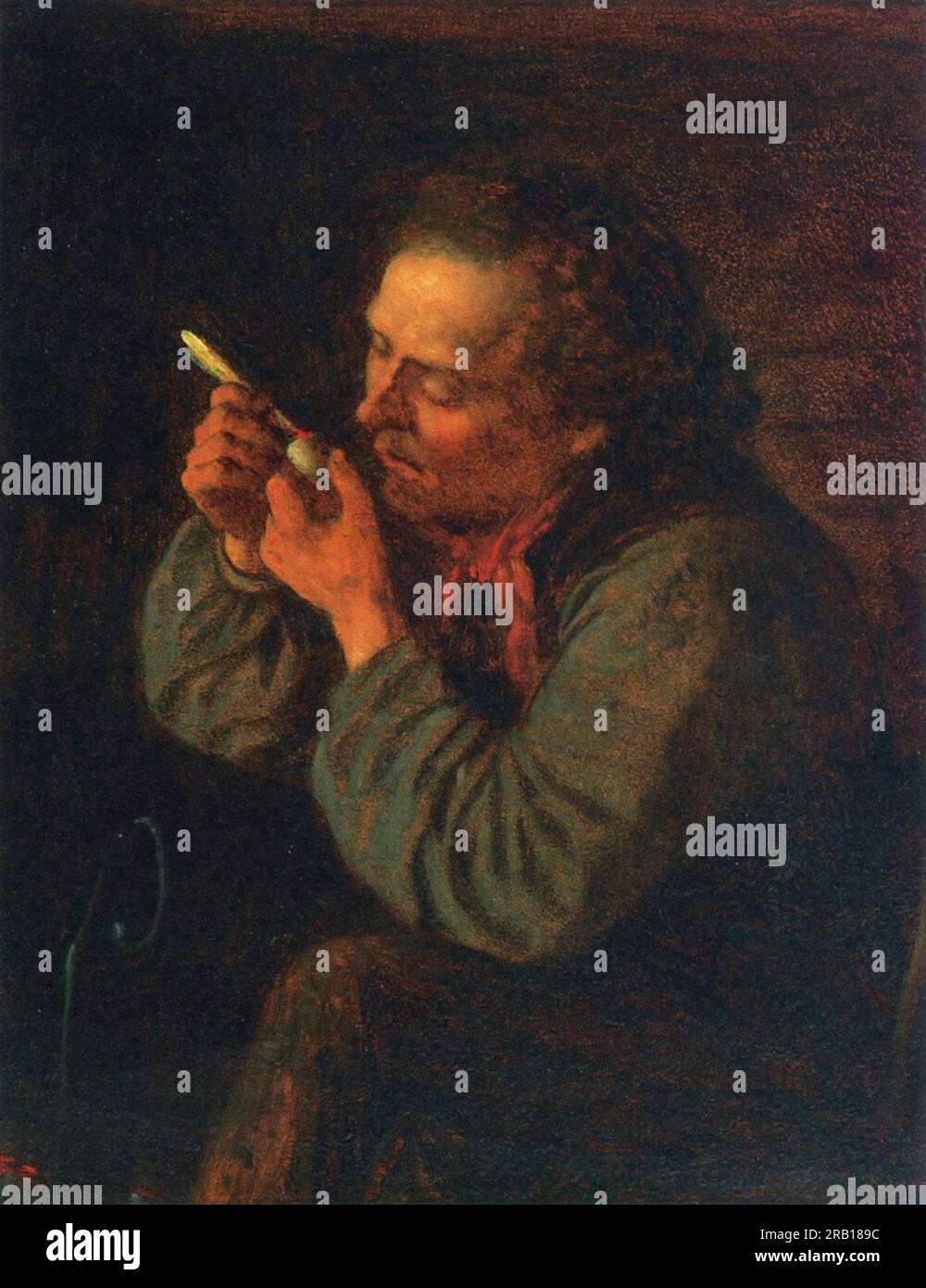 Lighting His Pipe 1860 by Eastman Johnson Stock Photo - Alamy
