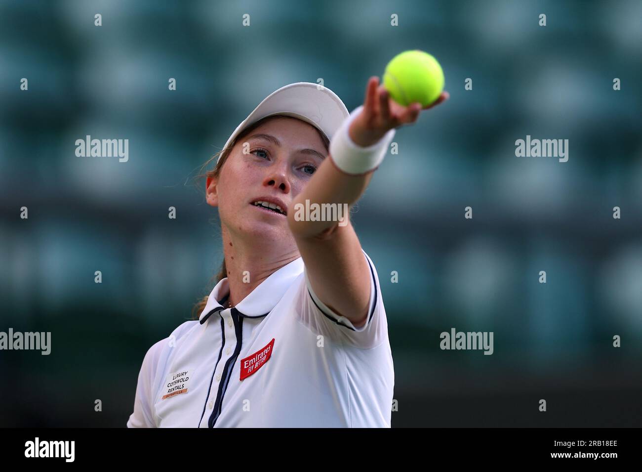 Cristina Bucsa in action against Jessica Pegula (not pictured) on day four of the 2023 Wimbledon ...