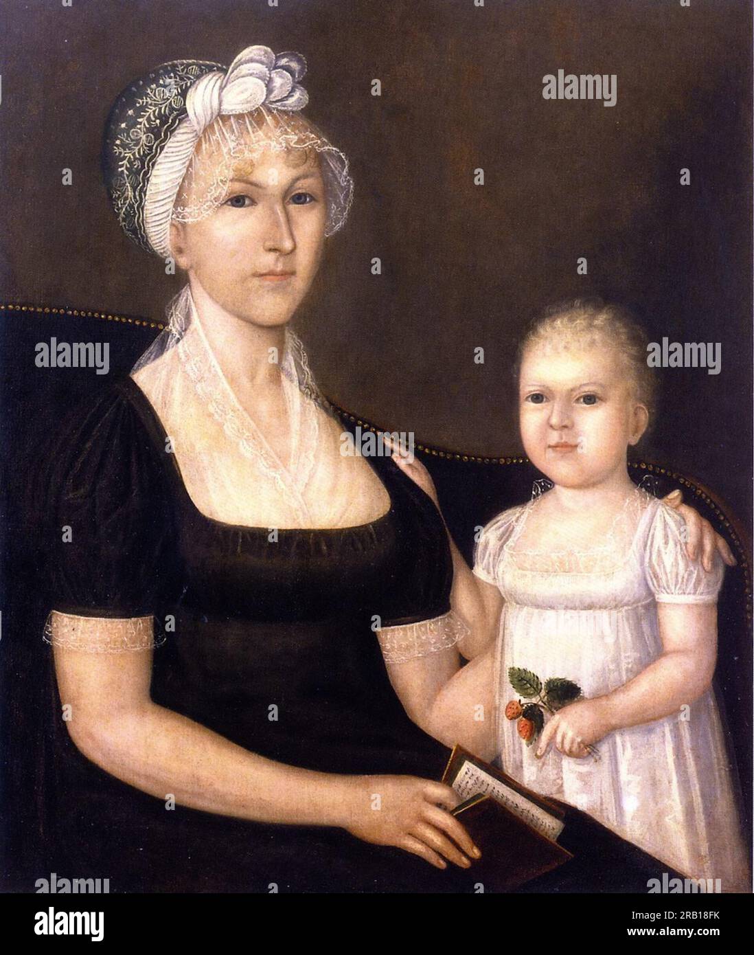 Mrs. Abraham White, Jr. and Daughter Rose 1809 by Joshua Johnson Stock ...