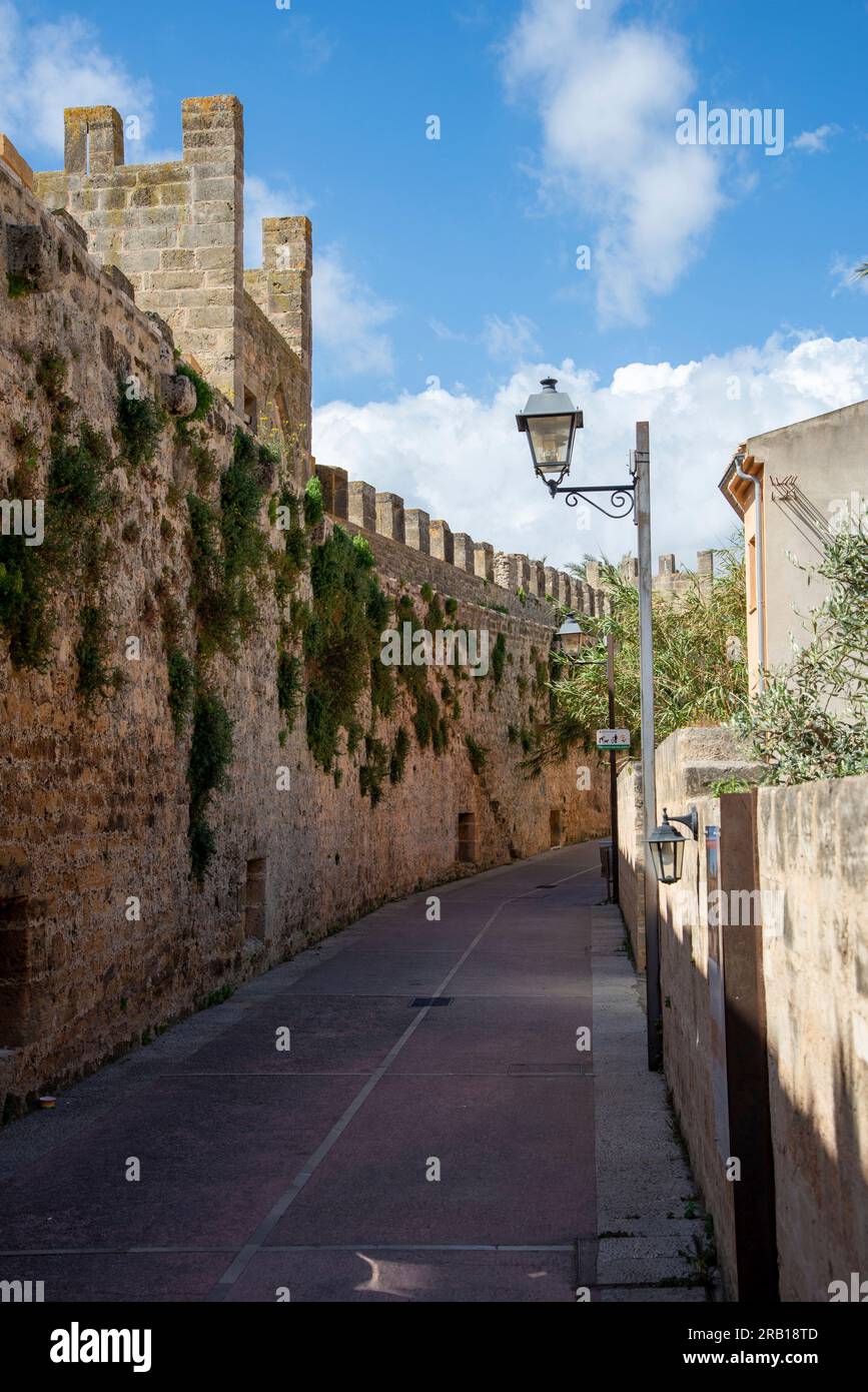 Fortress wall in Alcudia, Mallorca Stock Photo - Alamy
