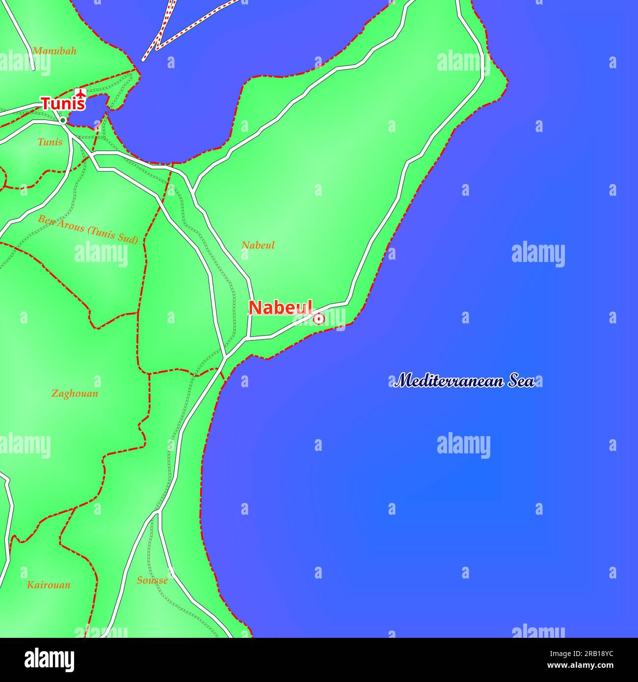 Map of Nabeul City in Tunisia Stock Photo - Alamy