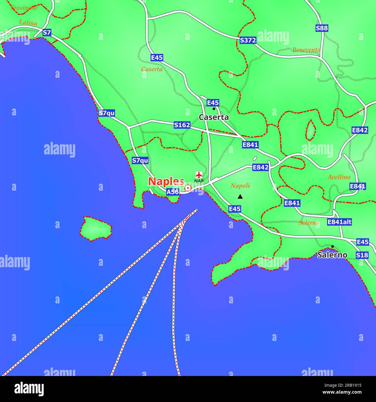 Map of Naples City in Italy Stock Photo - Alamy