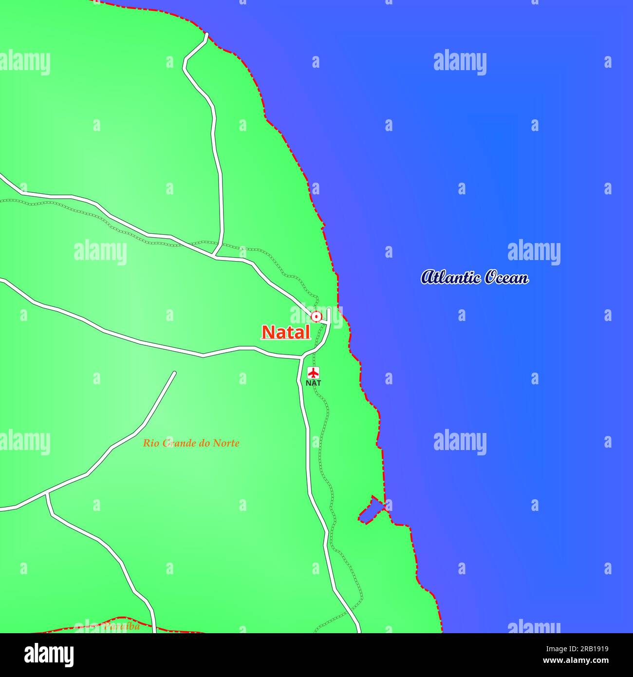 Map of Natal City in Brazil Stock Photo - Alamy