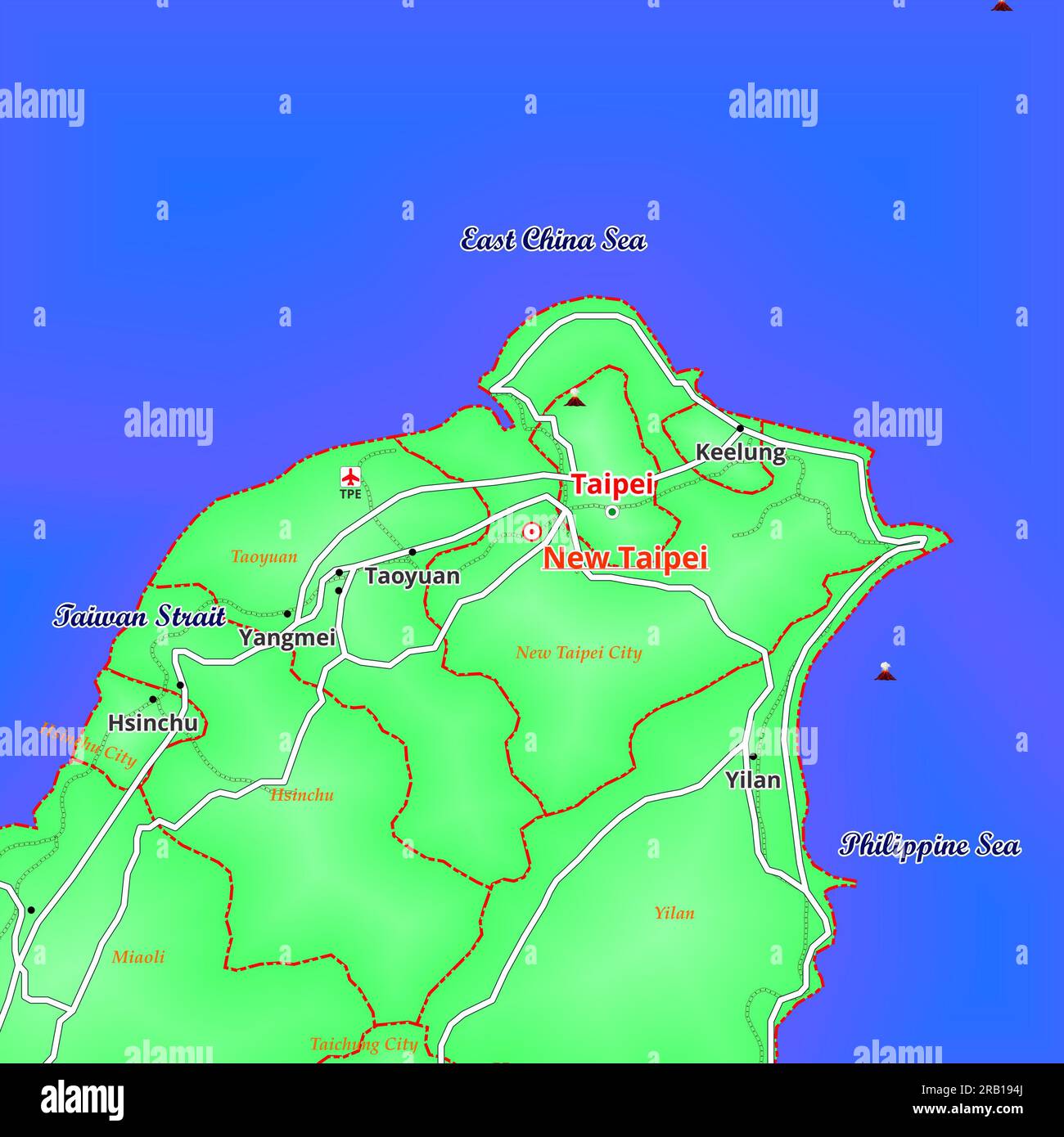 Map of New Taipei City in Taiwan Stock Photo - Alamy