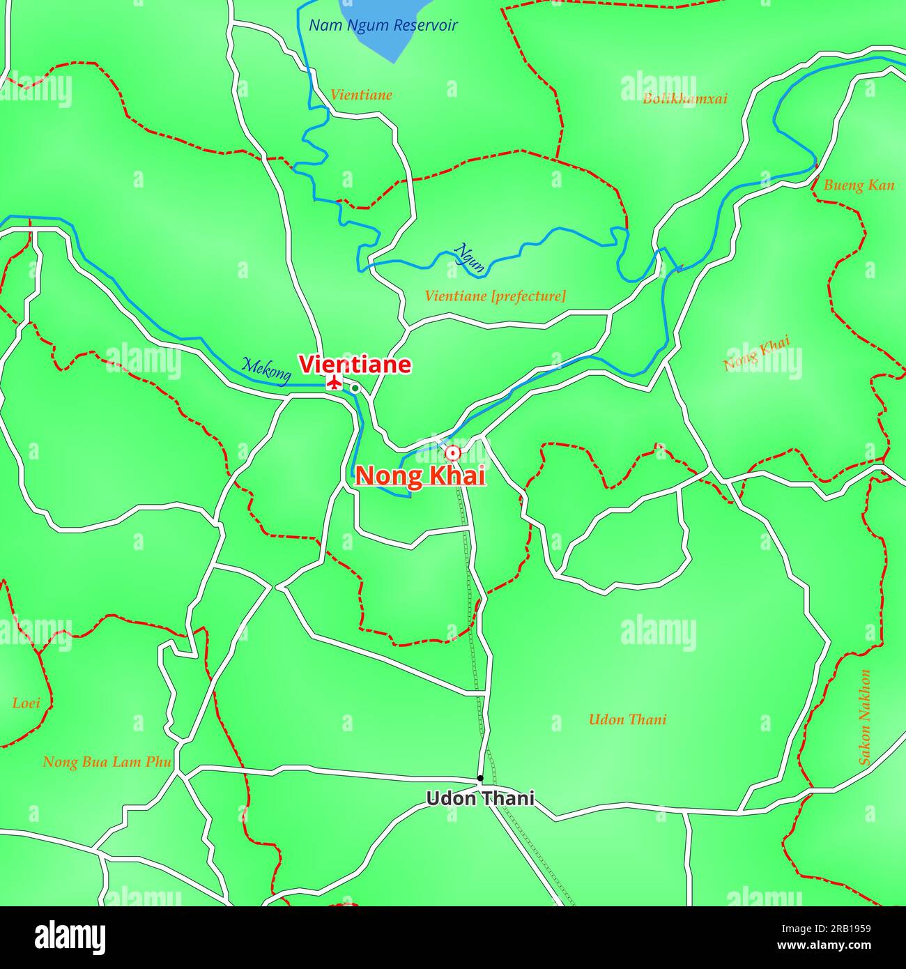 Map of Nong Khai City in Thailand Stock Photo - Alamy