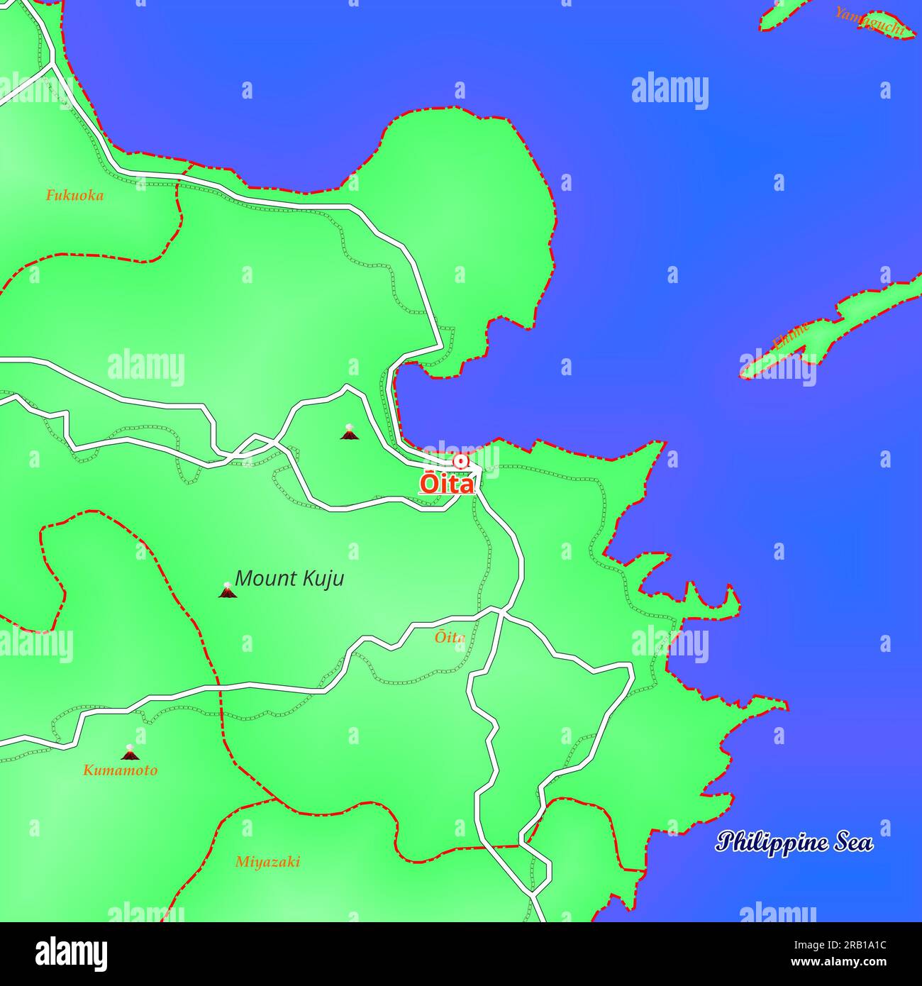 Map of Ōita City in Japan Stock Photo - Alamy