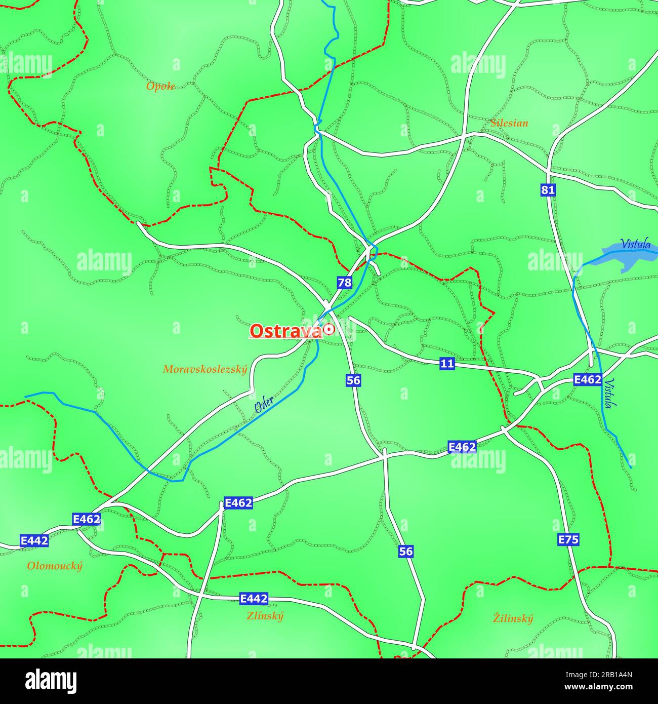 Map of Ostrava City in Czechia Stock Photo - Alamy
