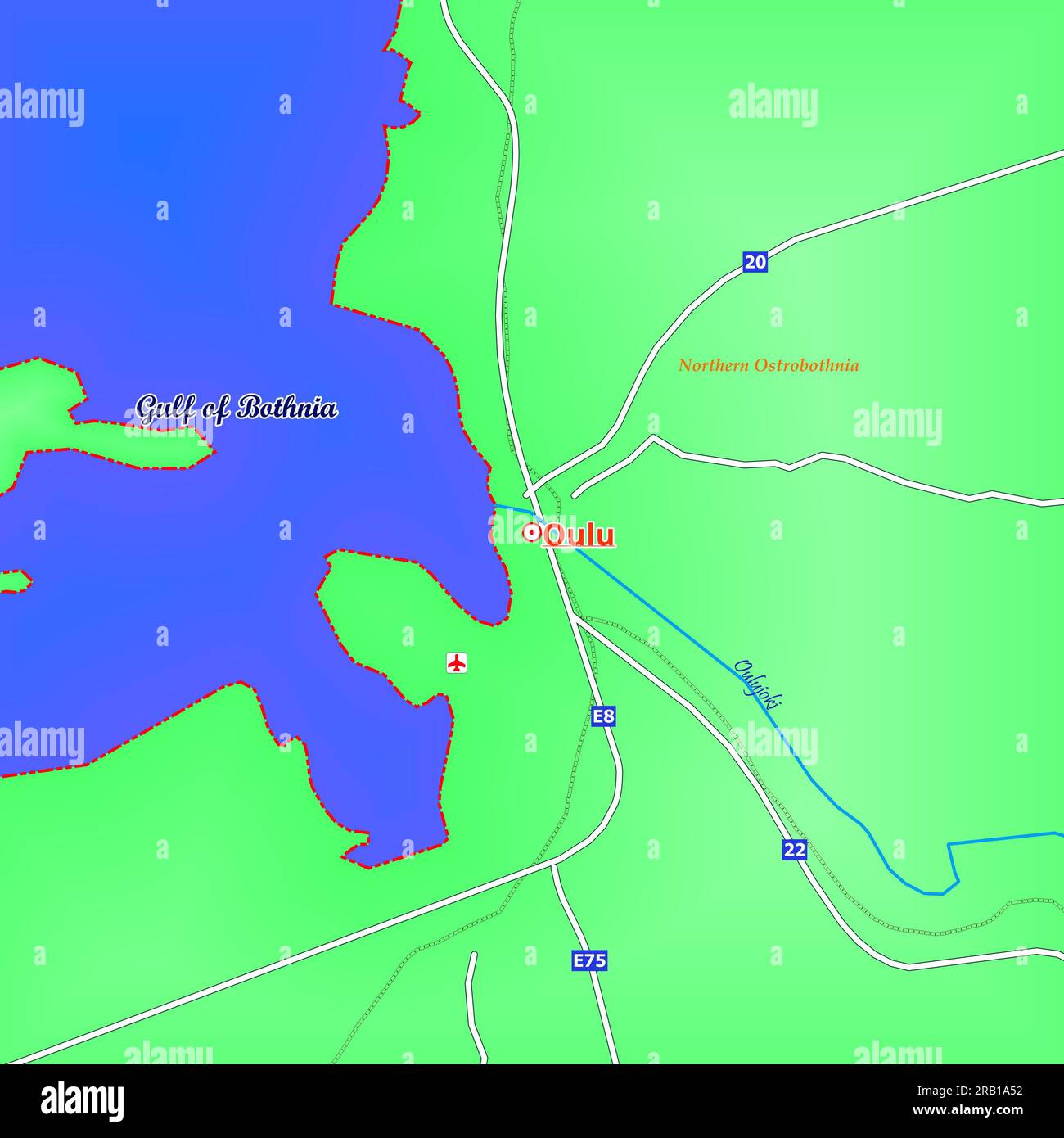 Map of Oulu City in Finland Stock Photo - Alamy