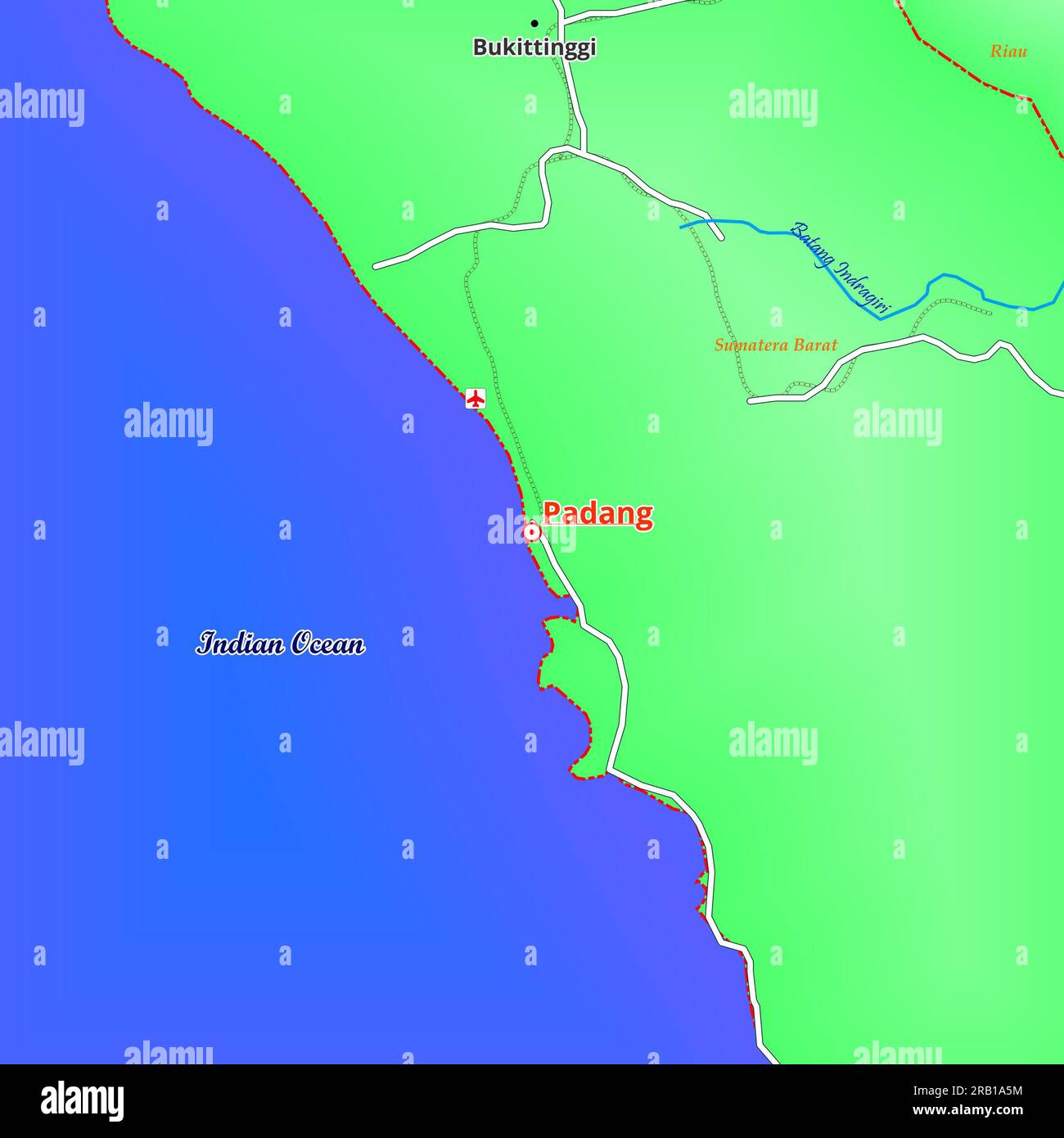 Map of Padang City in Indonesia Stock Photo - Alamy