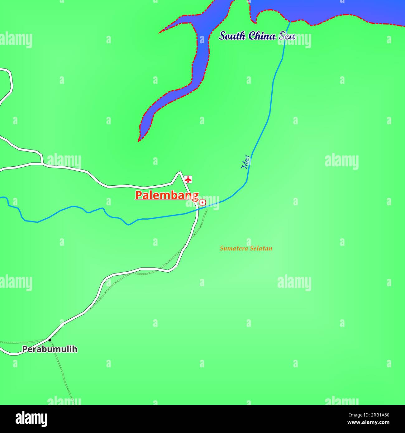 Map of Palembang City in Indonesia Stock Photo - Alamy