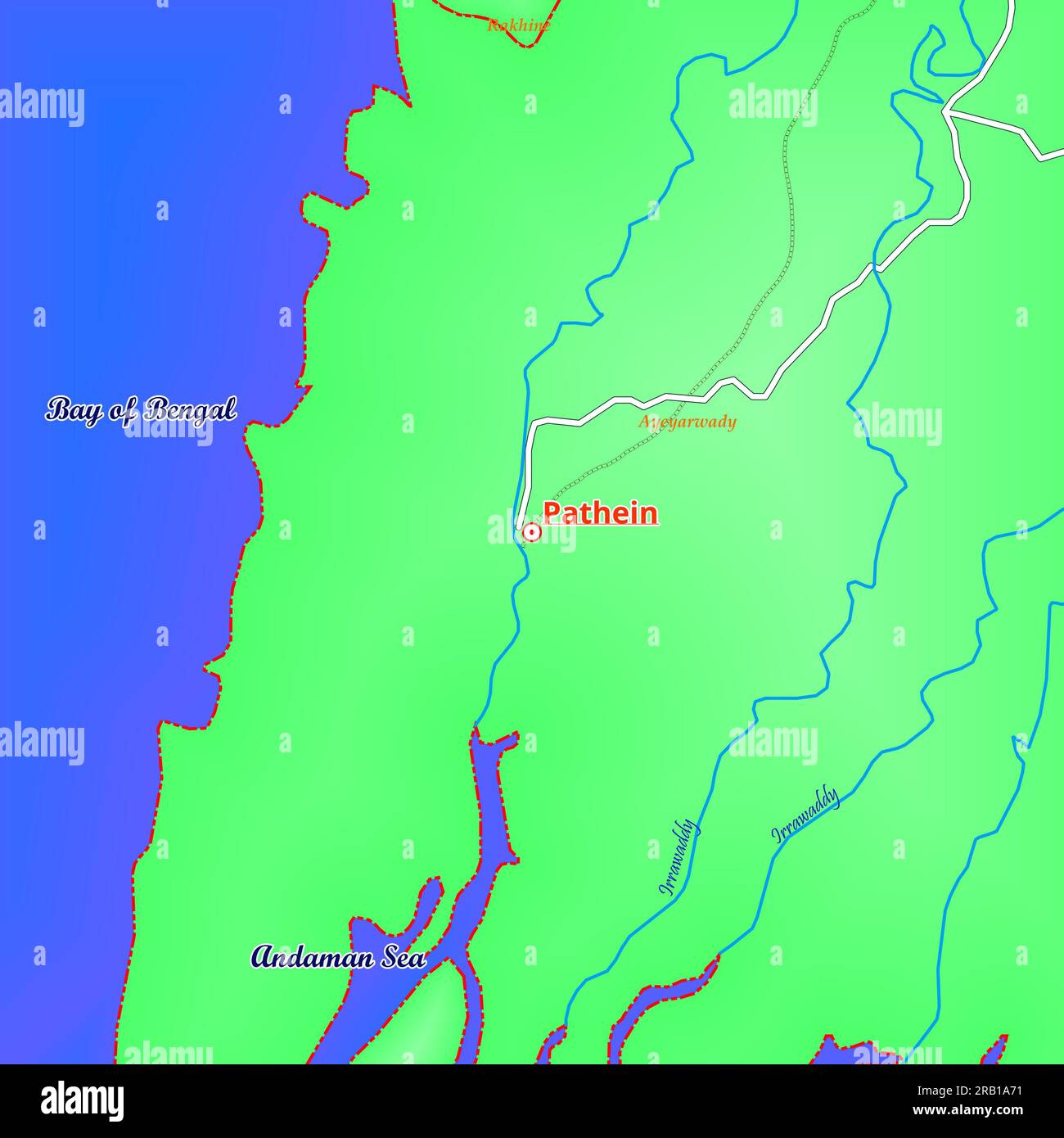 Map of Pathein City in Myanmar Stock Photo - Alamy