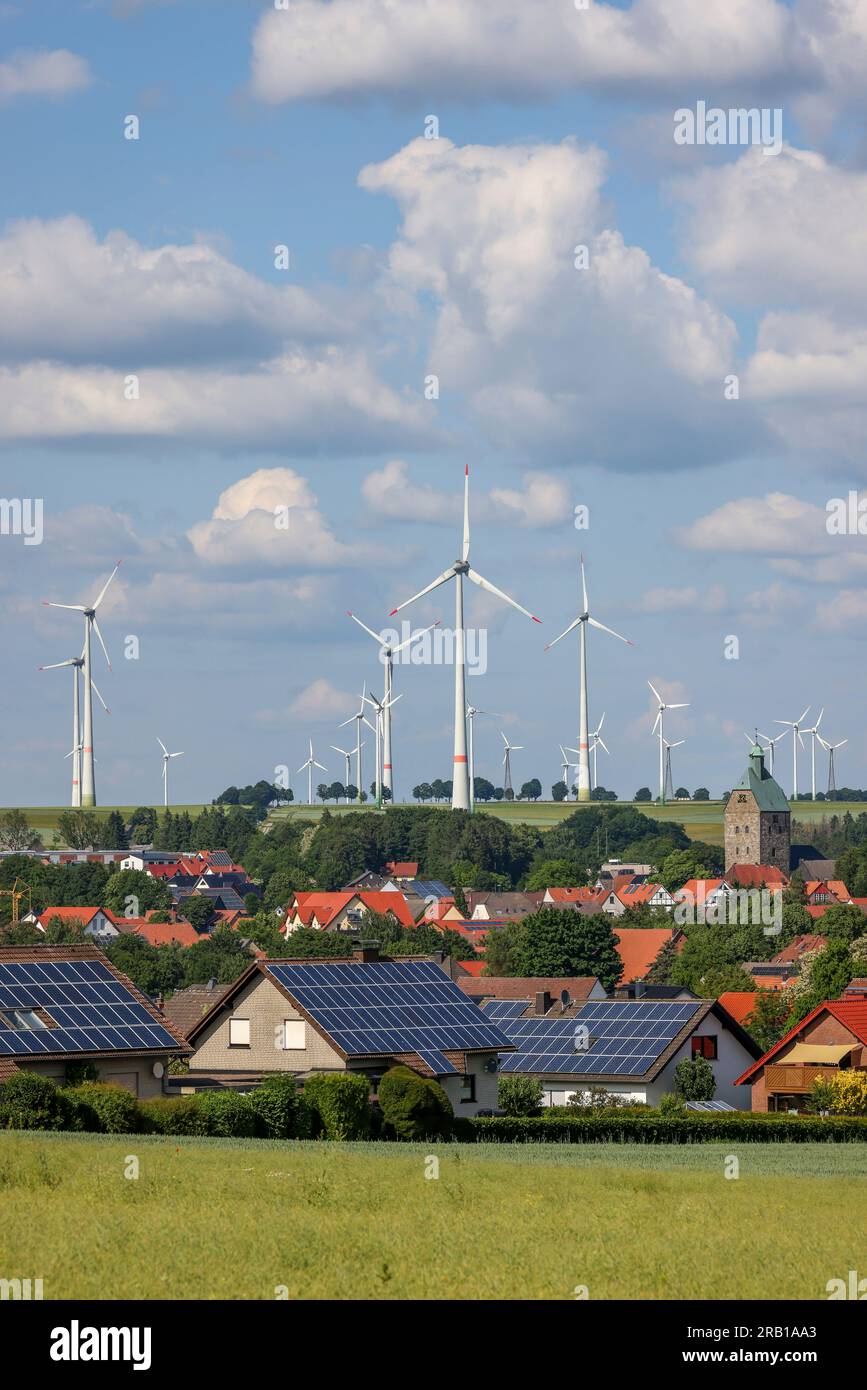 Lichtenau, North Rhine-Westphalia, Germany - Wind farm at the village ...
